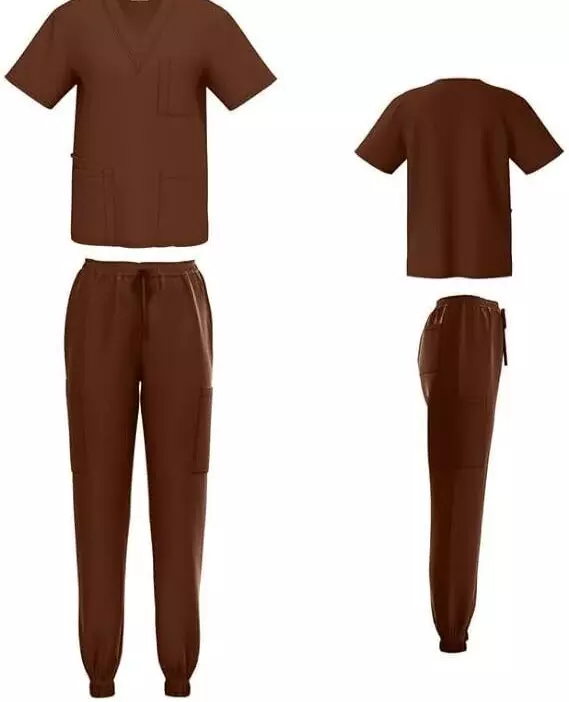 Brown Scrubs (Unisex Stretch Scrubs Set Top and Pants – Scrub House Apparel